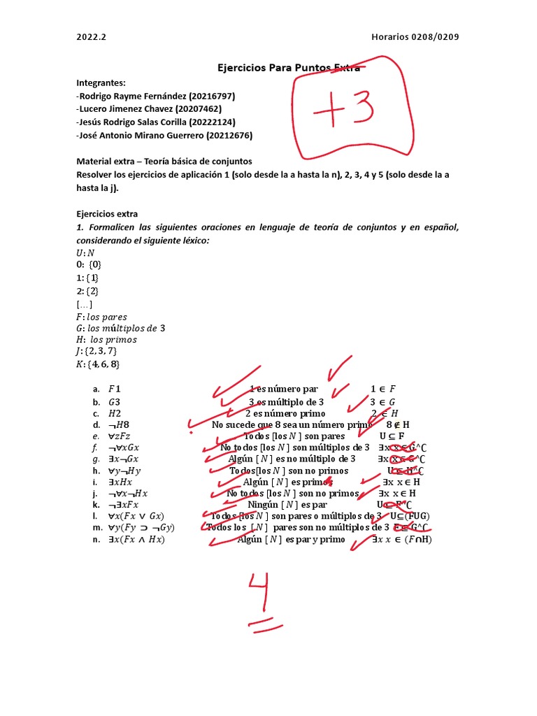 Ejercicios para Puntos Extra | PDF | Lógica de primer orden | Lógica matemática