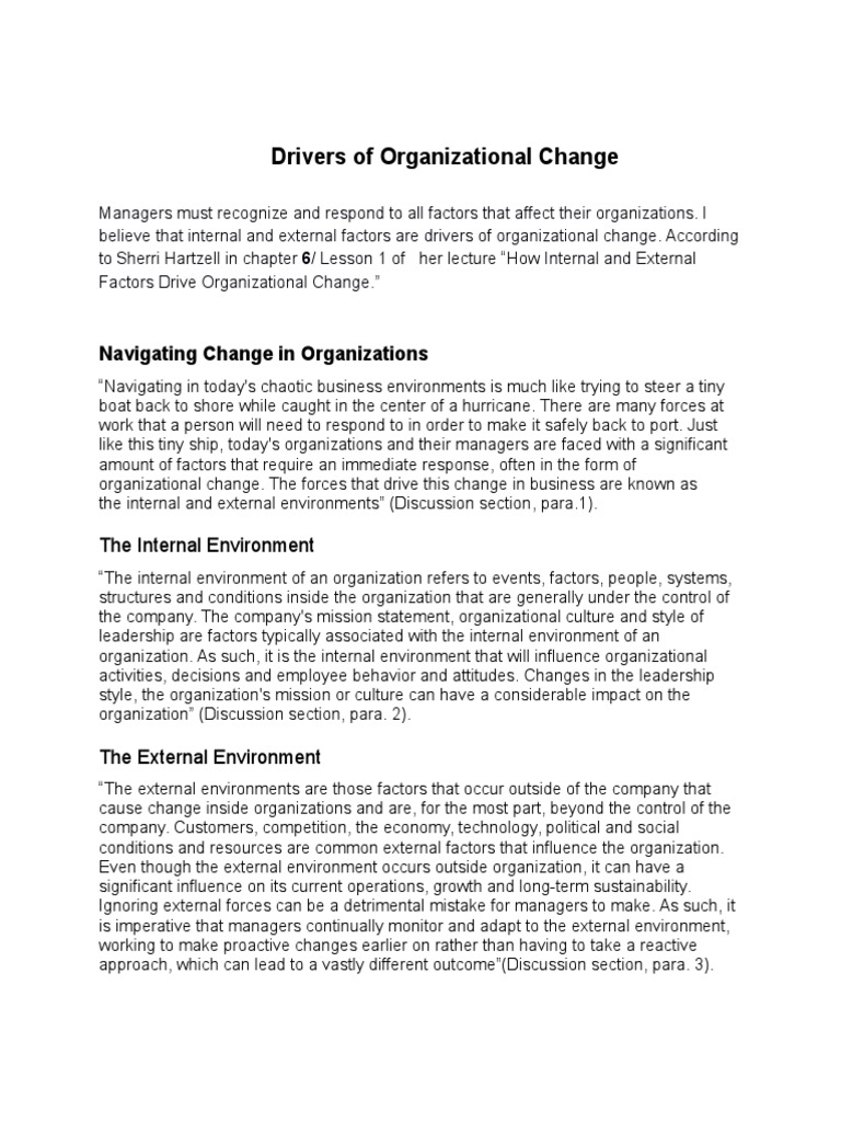 Drivers of Organizational Change | PDF | Leadership | Organizational ...