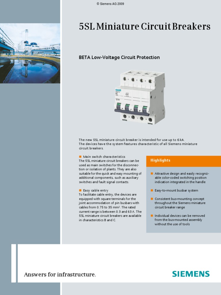 5SL Miniature Circuit Breakers | PDF | Alternating Current | Switch