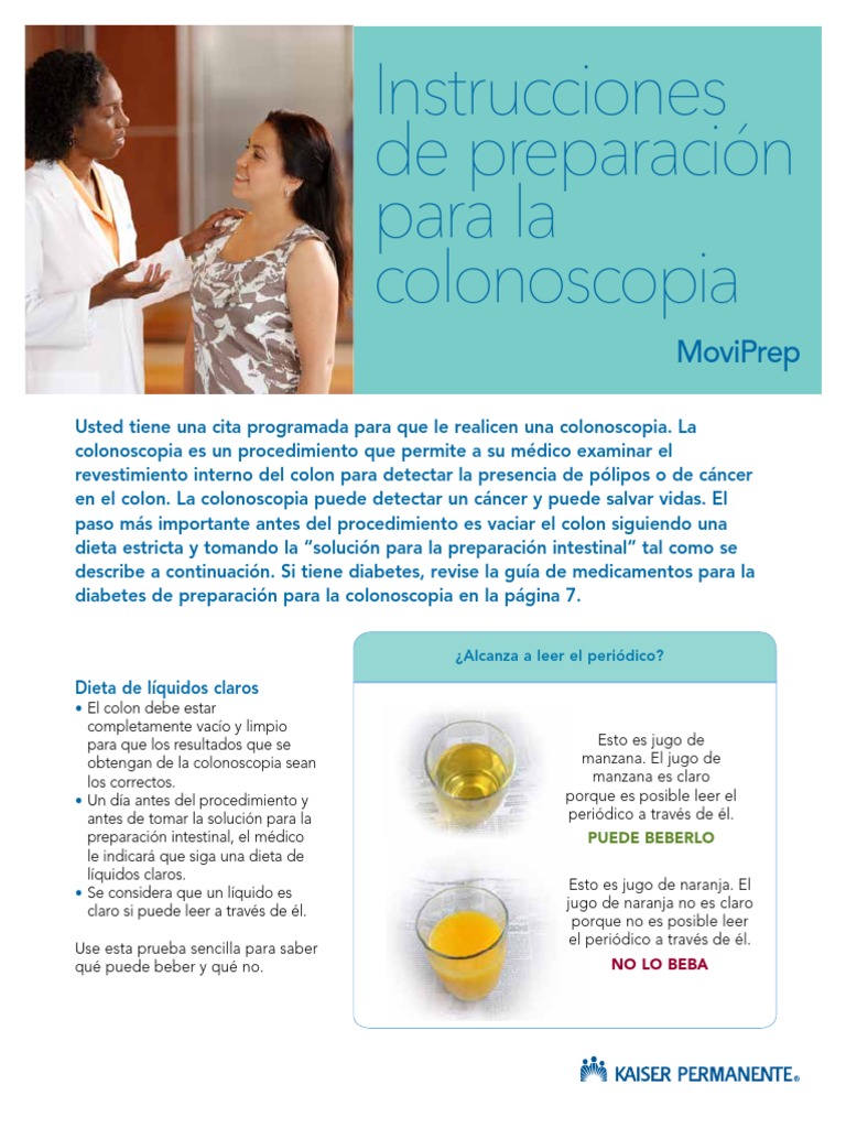 Instrucciones para La Preparación para La Colonoscopia Moviprep 1 Día ...