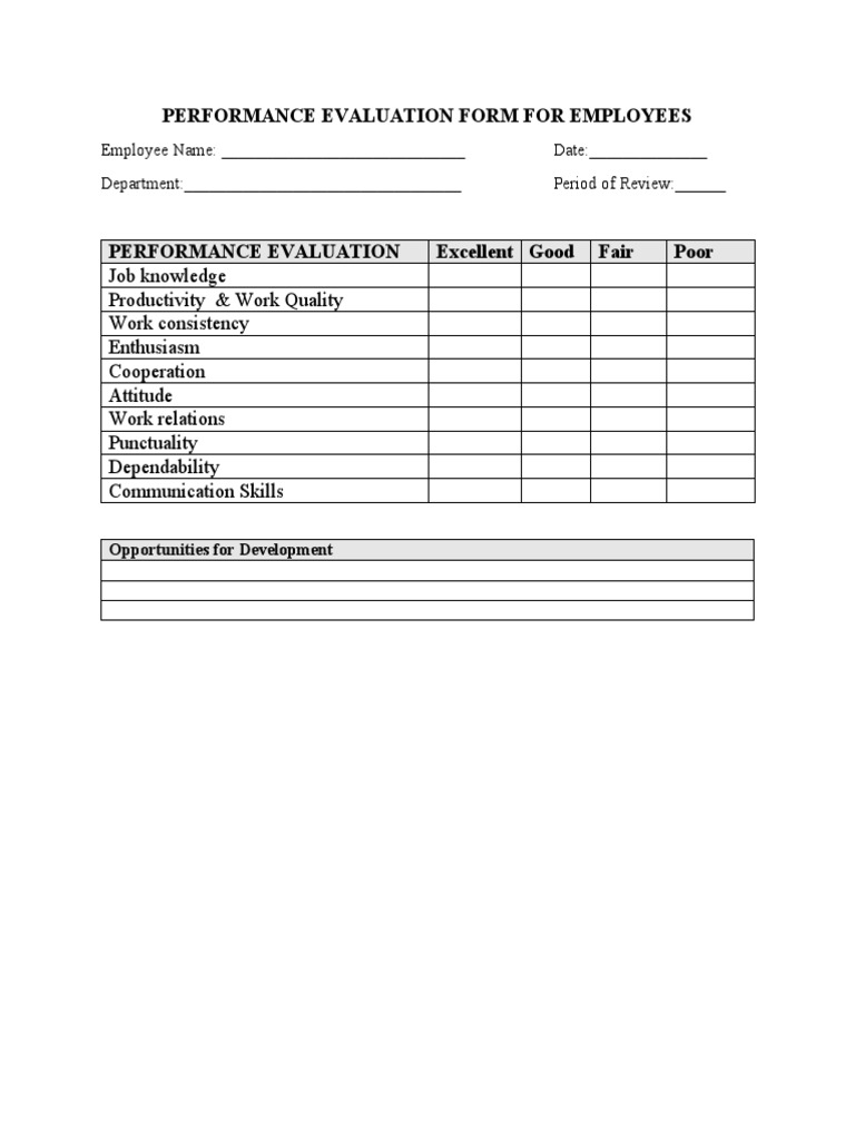 Employee Performance EVALUATION FORM | PDF