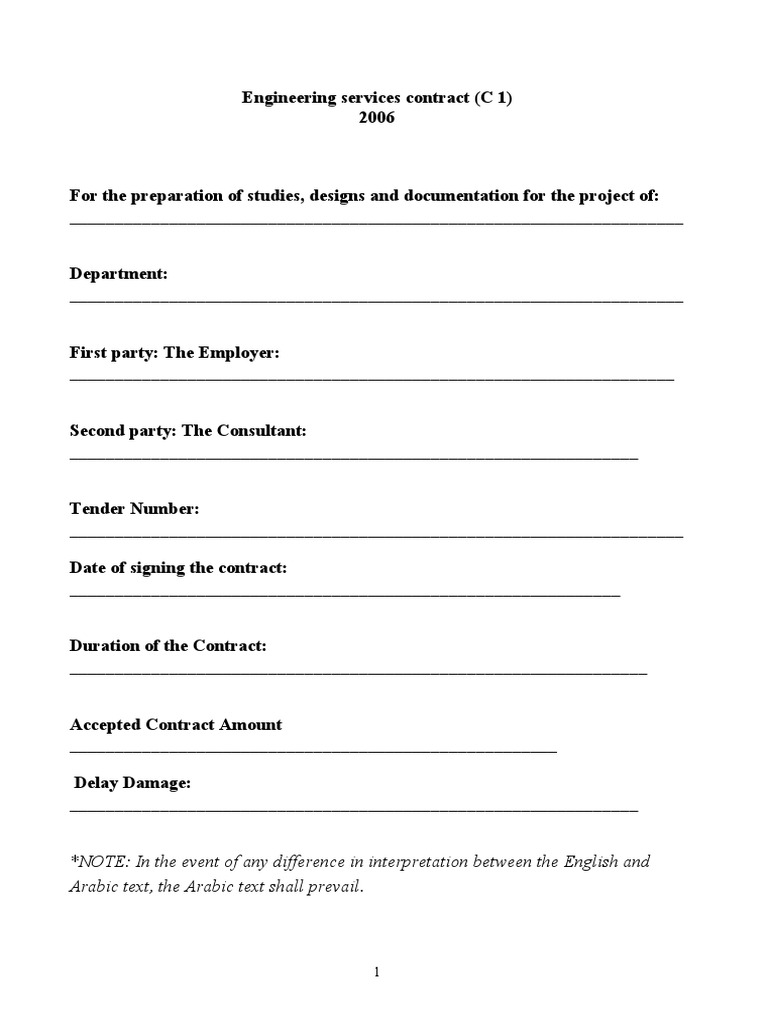 Engineering Services Contract (C 1) | PDF | Guarantee | Employment