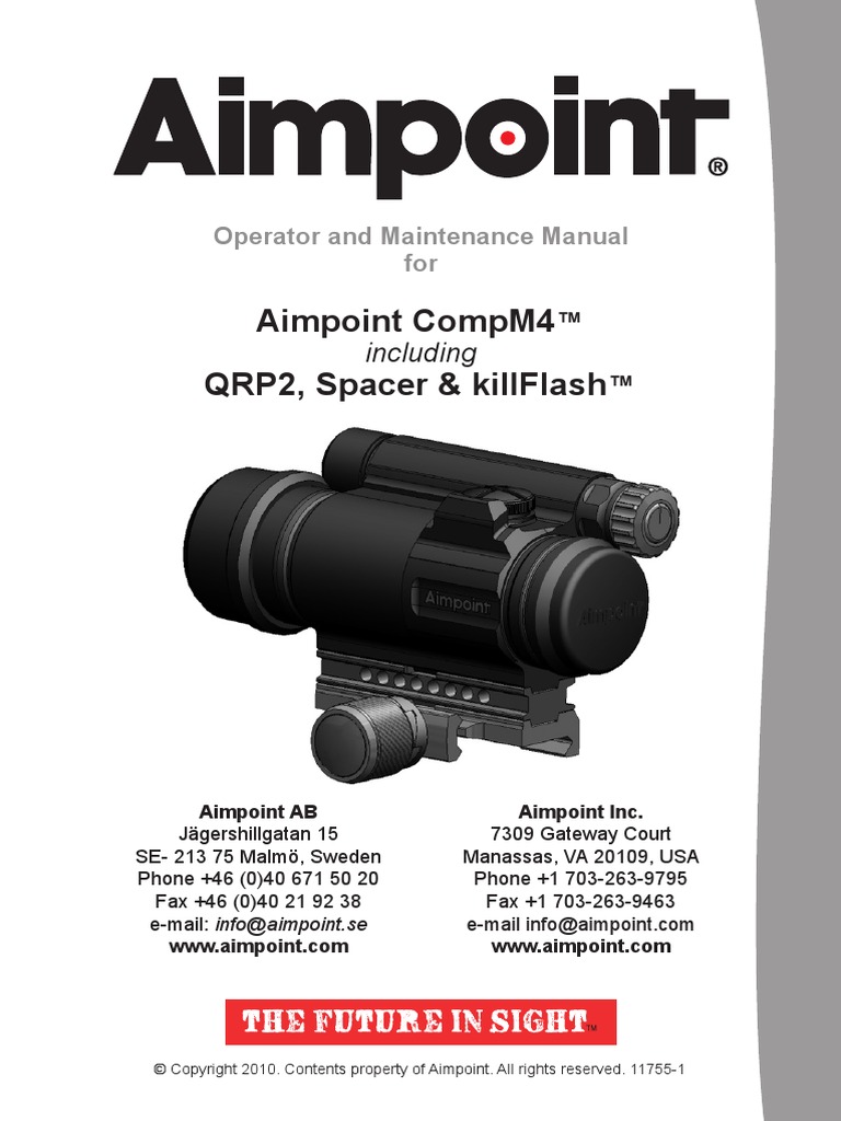 Aimpoint CompM4 QRP2 Spacer User Manual ENG | PDF | Screw | Equipment