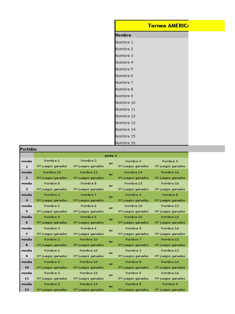 Torneo Americano PADEL 16 Jugadores 4 Pistas | PDF | Deportes