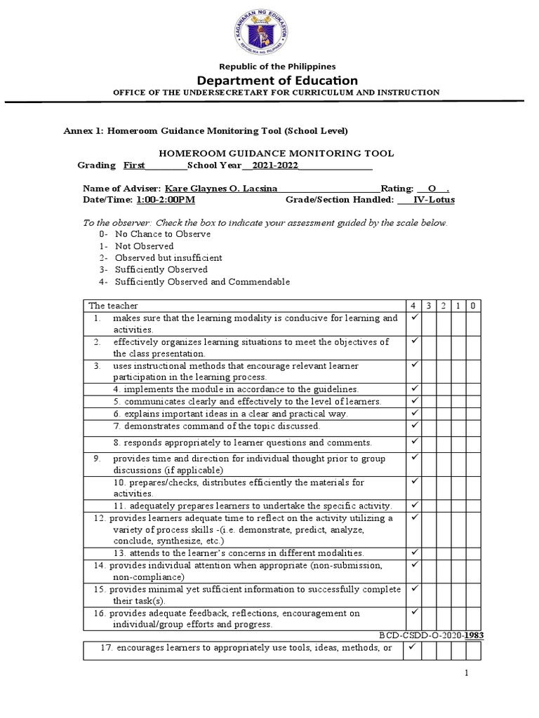 2021 HG Assessment Tools 2 | PDF | Learning | Curriculum