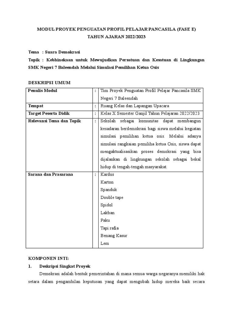 MODUL P5 Suara Demokrasi (Fix) | PDF