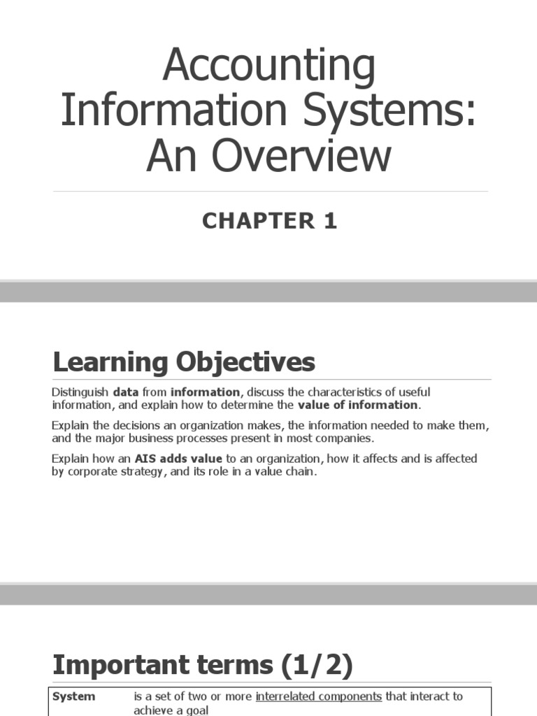 COMPAI - Chapter 1 AIS OVERVIEW | PDF | Information System | Information