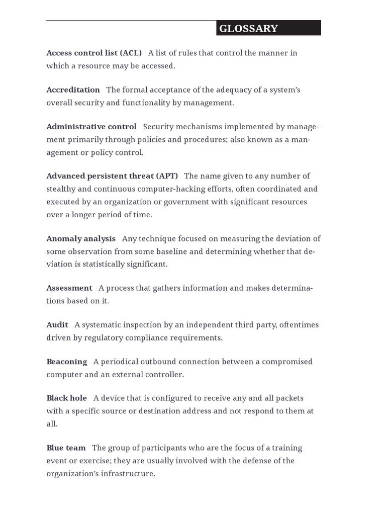 Glossary - CompTIA CySA+ | PDF | Computer Network | Security