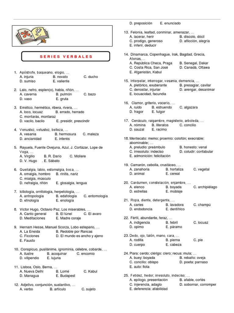 Series Verbales para 6to Primaria | PDF