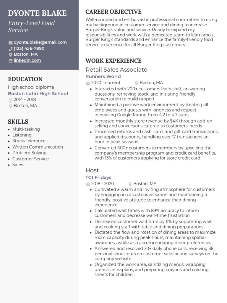 Food Service Entry Level | PDF | Restaurants | Sales