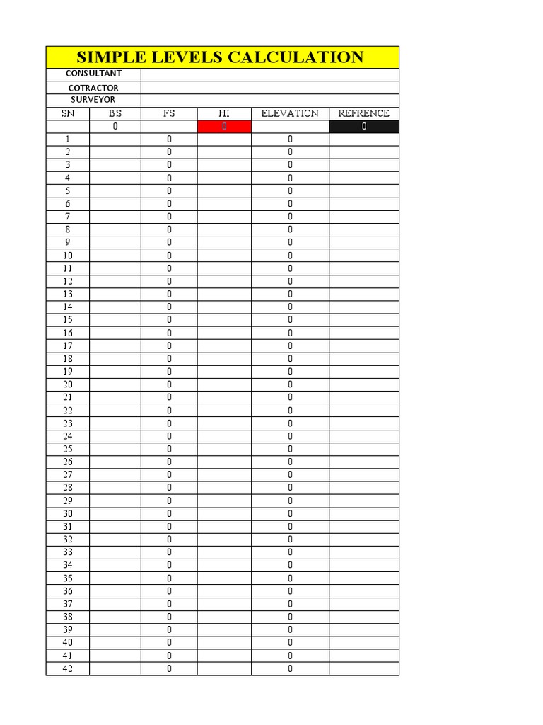 Simple Level Calculation Sheet | PDF