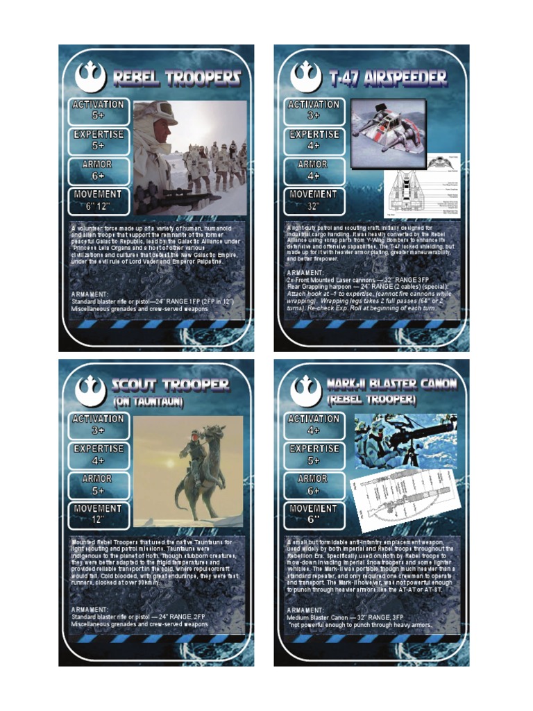 SW Hoth Cards | PDF | Galactic Empire (Star Wars) | Princess Leia