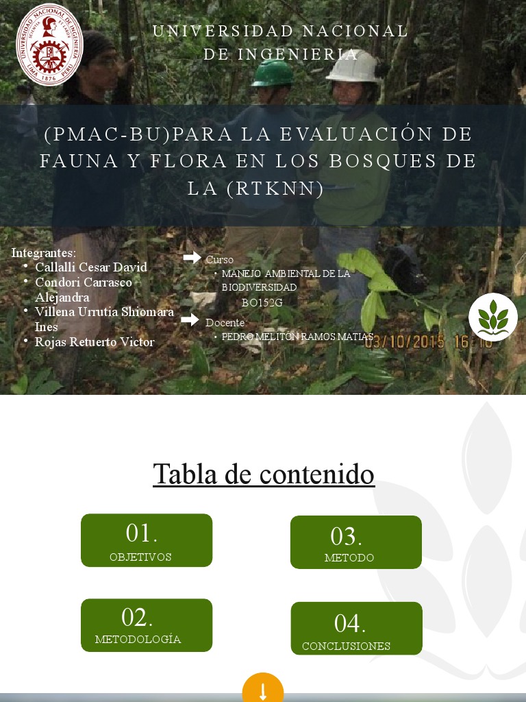 (Pmac-Bu) para La Evaluación de Fauna Y Flora en Los Bosques de La ...