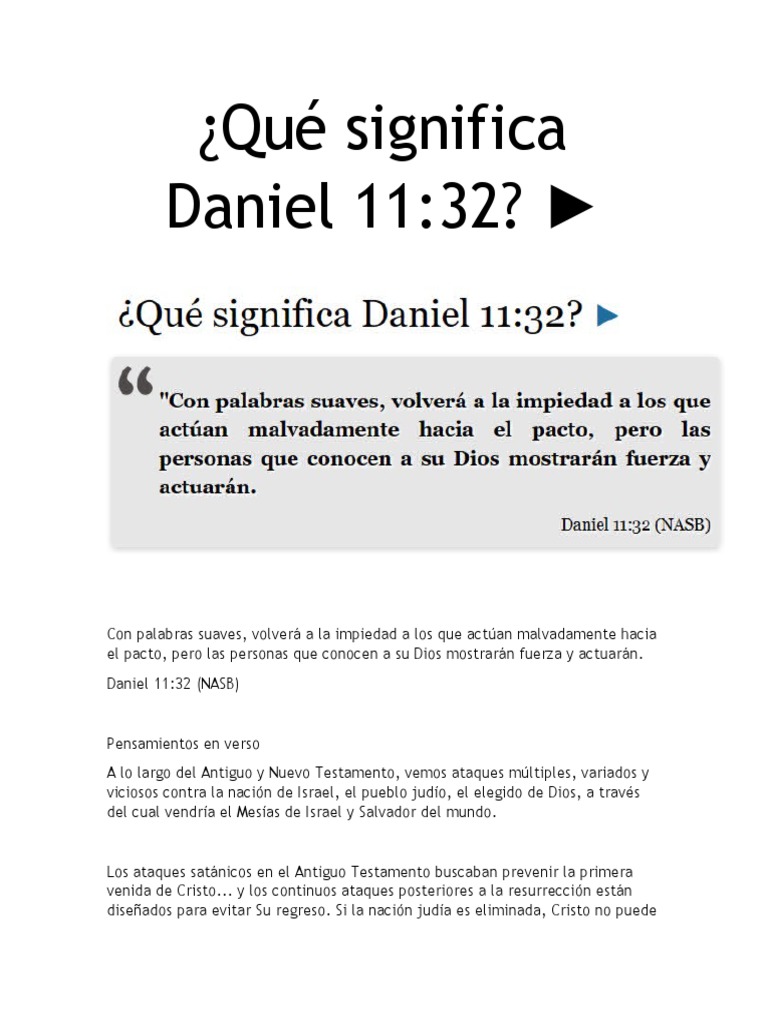 Significado de Daniel 11:32 y su profecía | PDF | Jesús | Libro de daniel