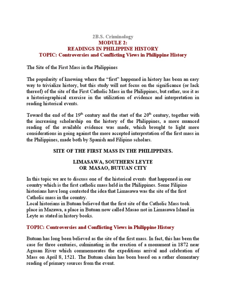 Controversy Over The Site Of The First Catholic Mass In The Philippines ...