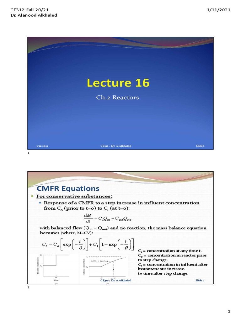 Analysis of Concentration Dynamics in Completely Mixed Flow and Plug ...