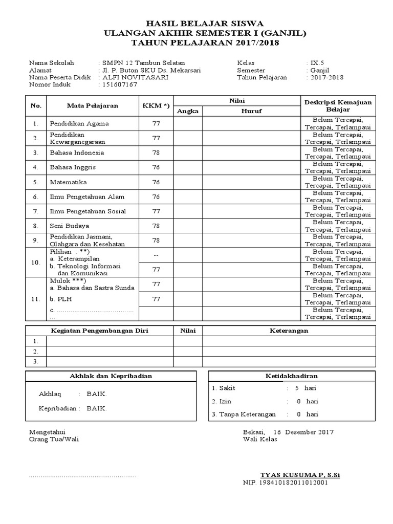 RAPORT Sementara | PDF