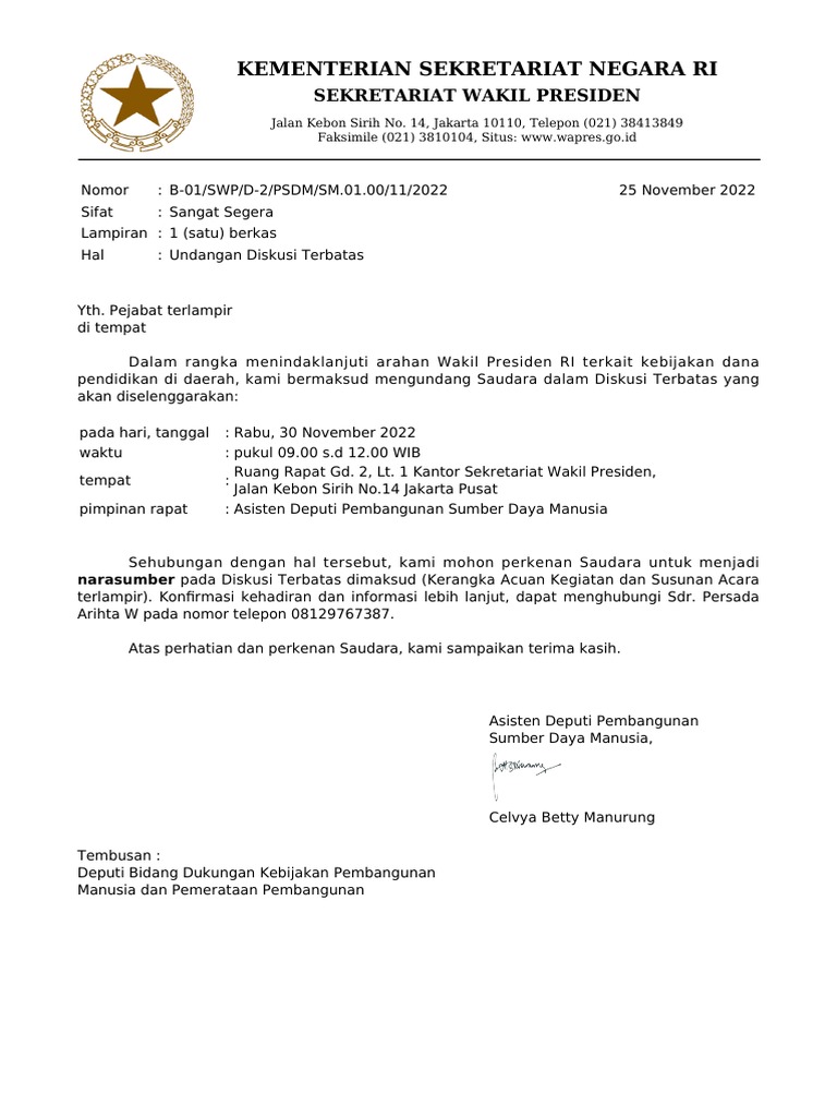 Surat Undangan Utk Narsum DIstas 30 Nov 2022 (With Attachment) | PDF