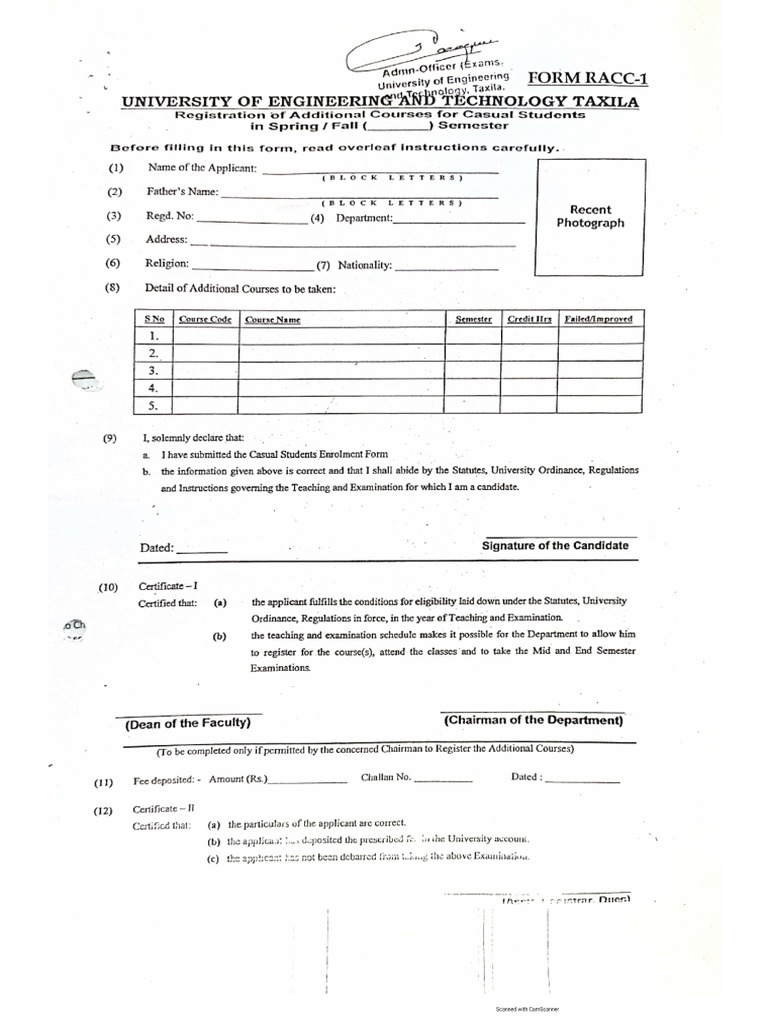 RACC Form | PDF