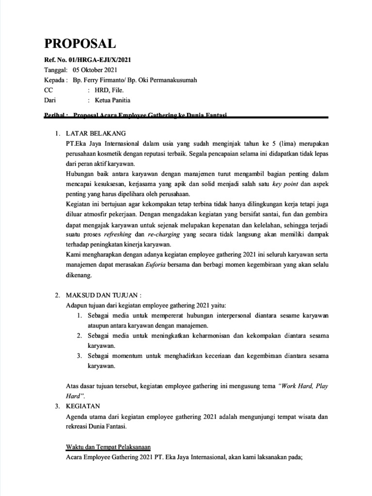 PDF Draft Proposal Employee Gathering - Compress | PDF