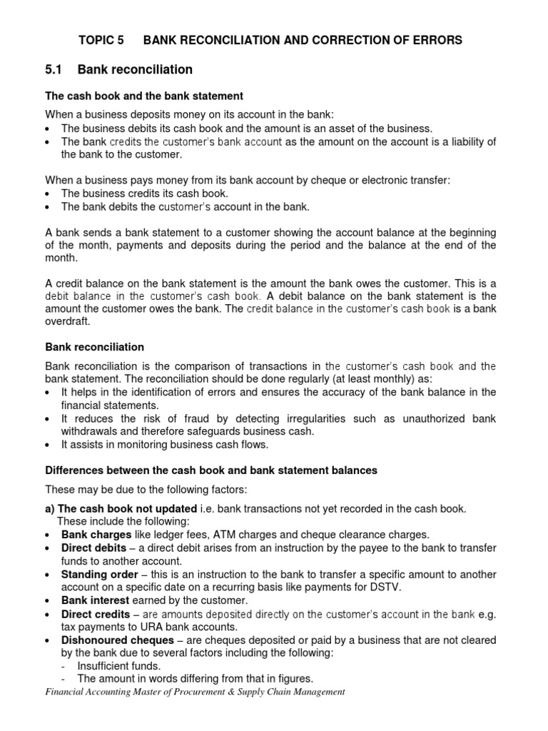 Bank Reconciliation | PDF | Debits And Credits | Banks
