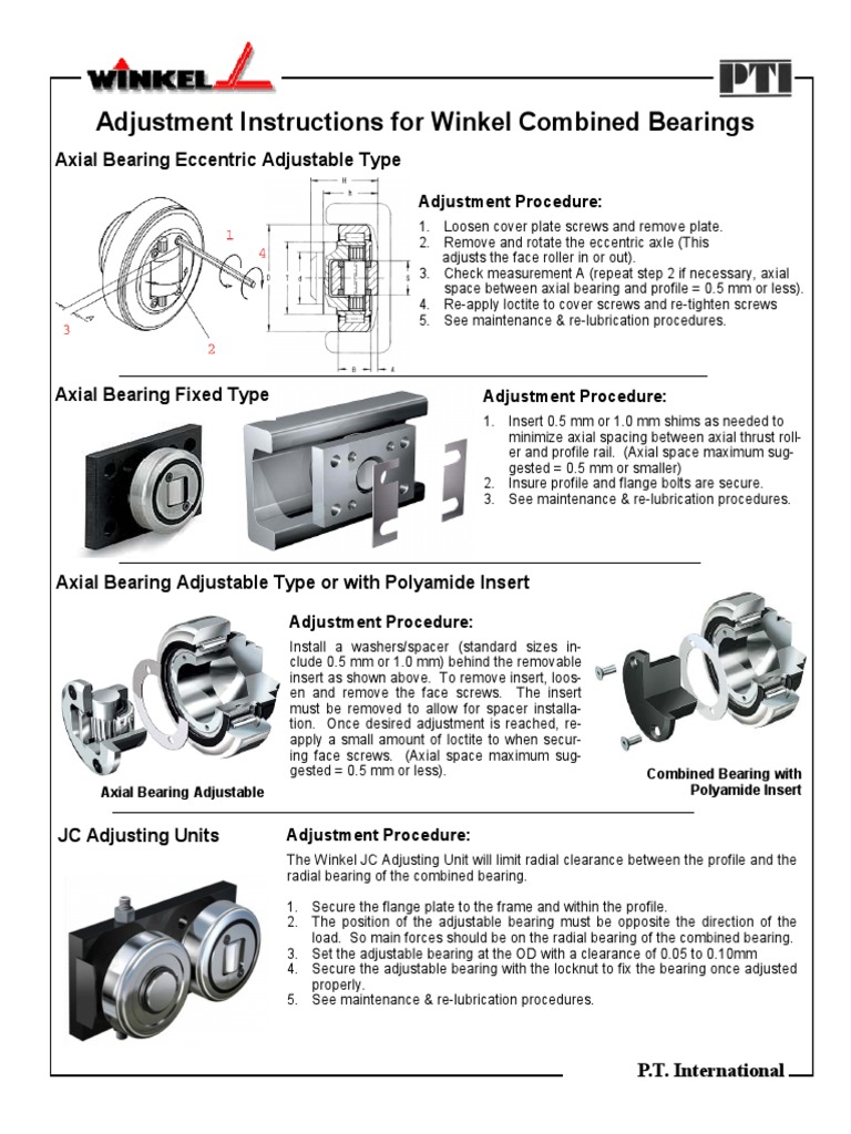 Winkel Bearing Adjustment Re Lube Instructions 0719 | PDF | Bearing ...