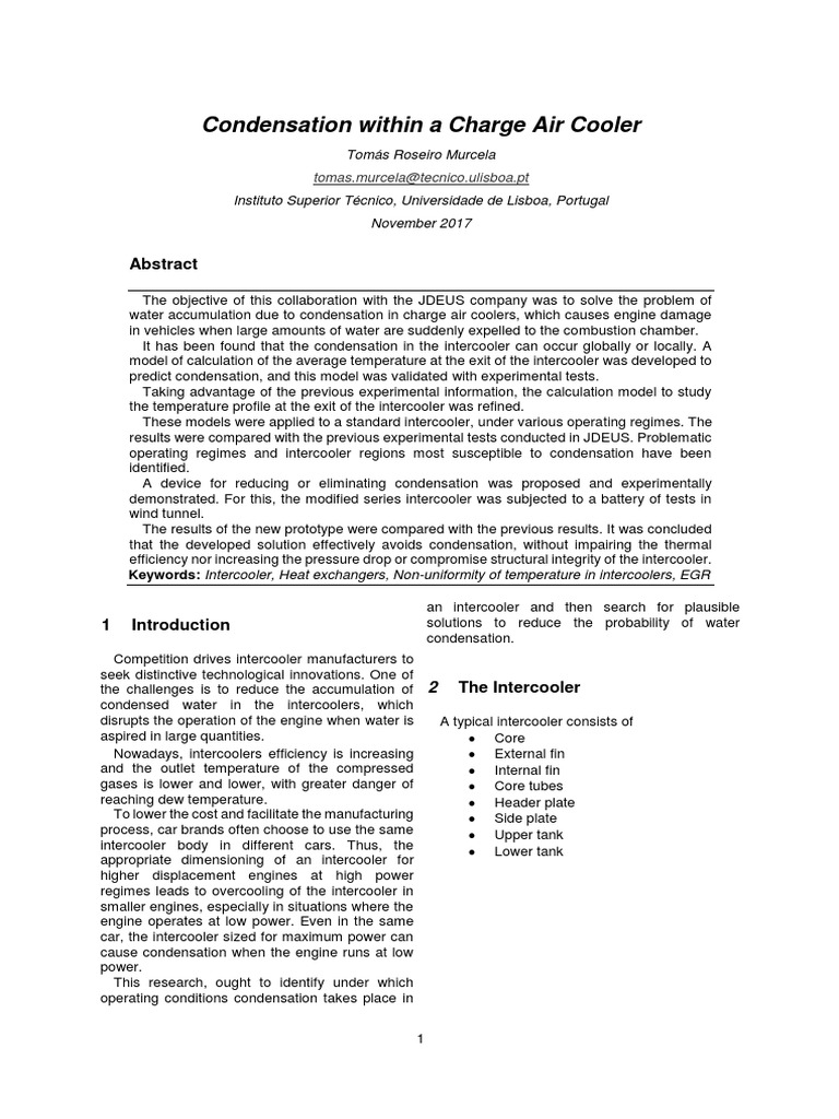Automotive Intercooler Condensation | PDF | Diesel Engine | Heat Exchanger