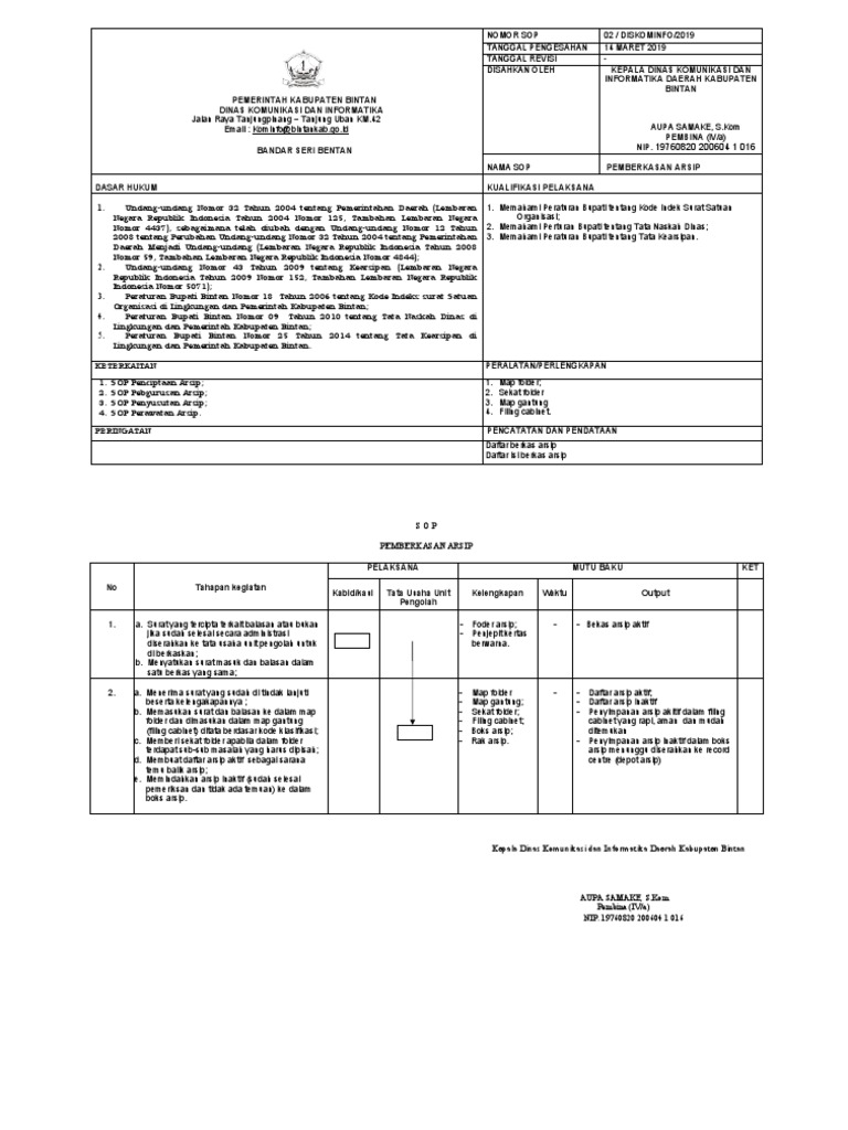 SOP Pemberkasan Arsip | PDF