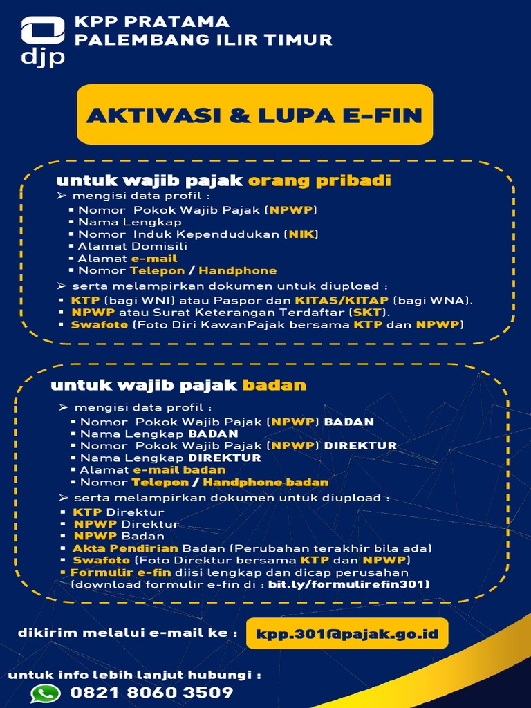 EFIN Melalui Email Dan Whatsapp Baru | PDF | Pengelolaan Keuangan & Uang