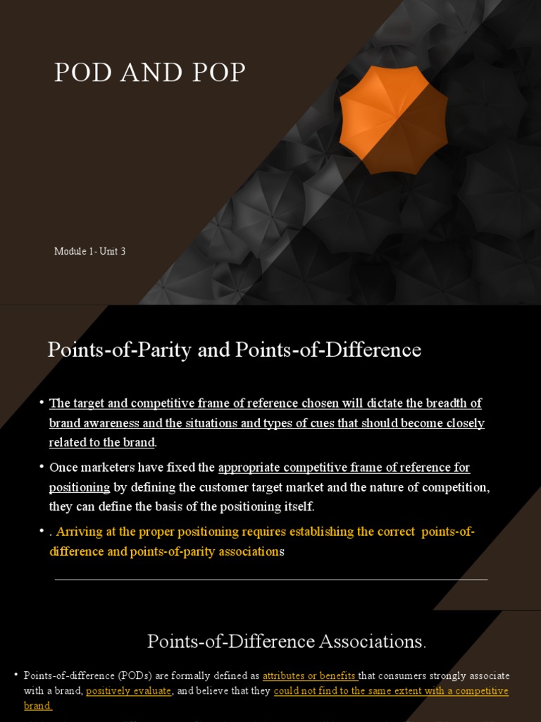 POD and POP - Module 1 - Unit 3 | PDF | Brand | Marketing