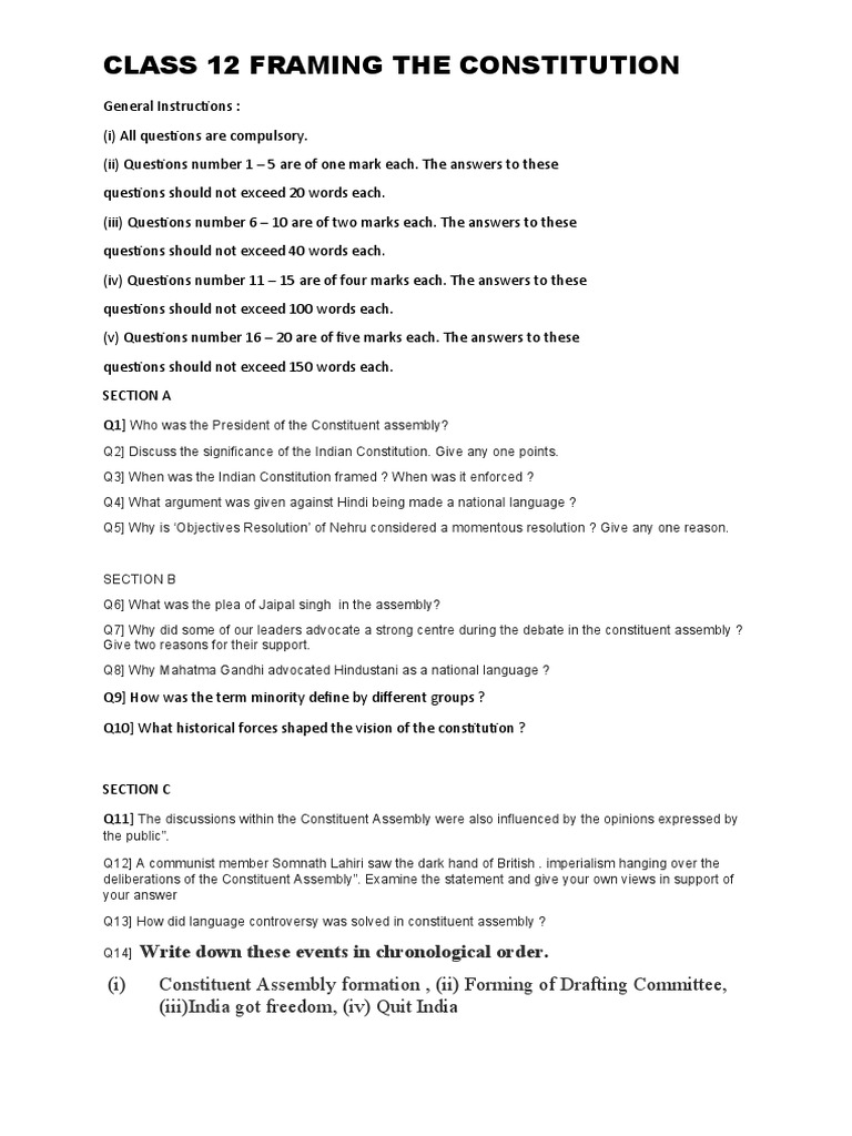 Framing The Constitution Questions | PDF | Government | Politics Of India