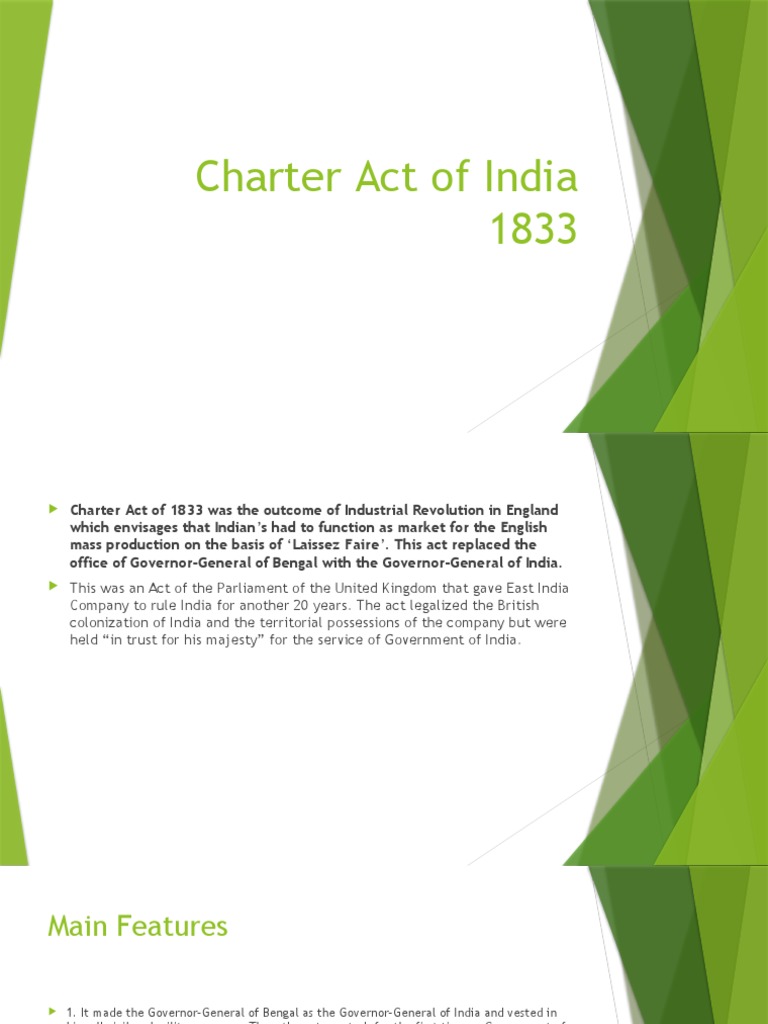 Charter Act of India 1833 | PDF