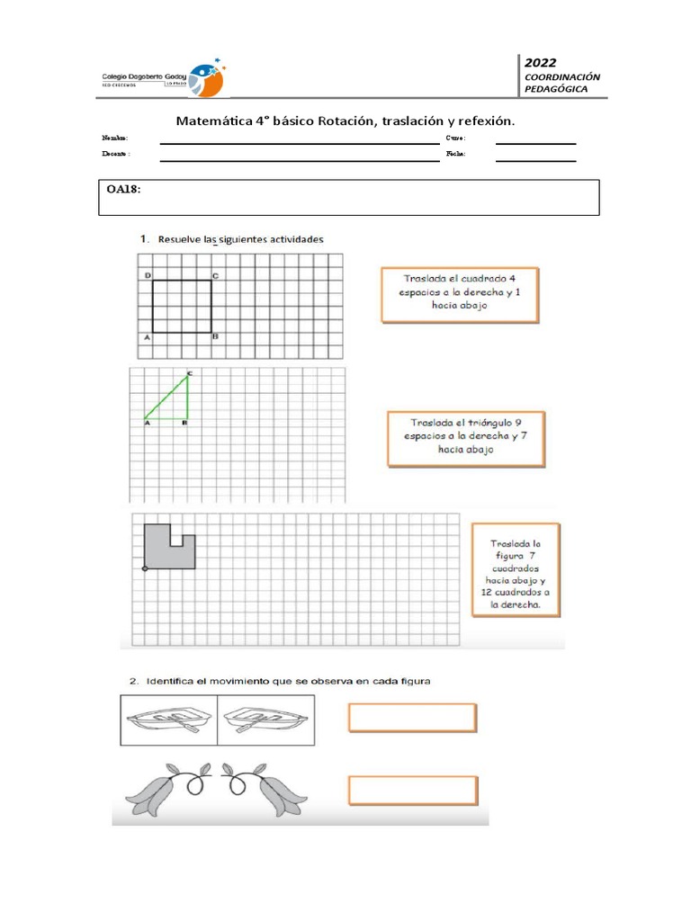 Guía de Rotación, Traslación y Reflexión | PDF