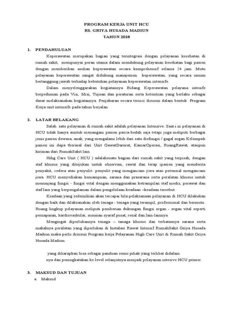 Program Kerja Unit Hcu New | PDF | Sains & Matematika