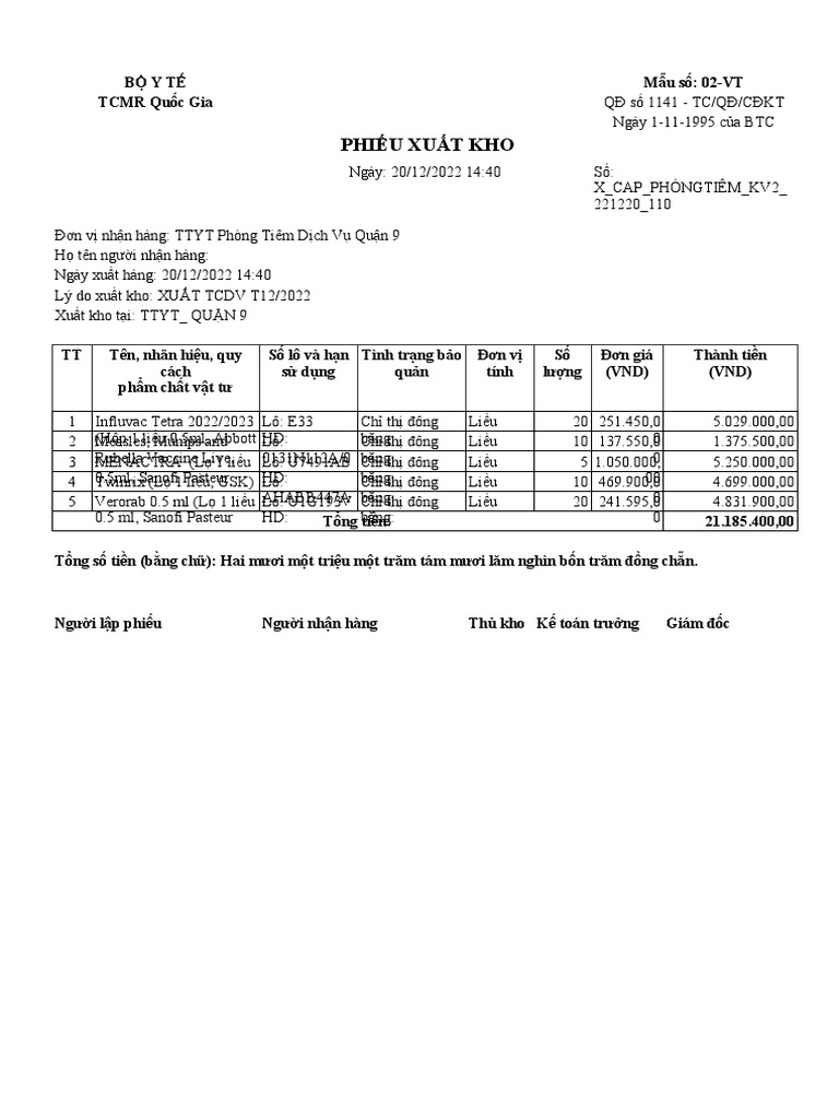 Phieu Xuat Kho | PDF