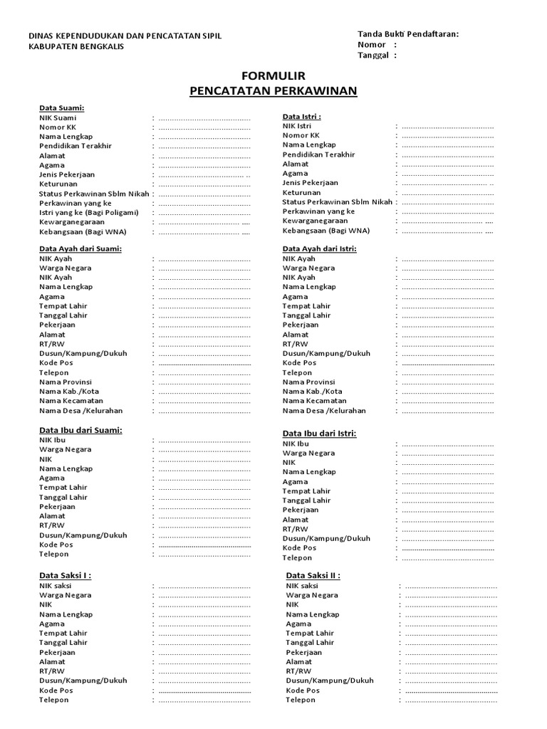 Formulir Akte Perkawinan | PDF