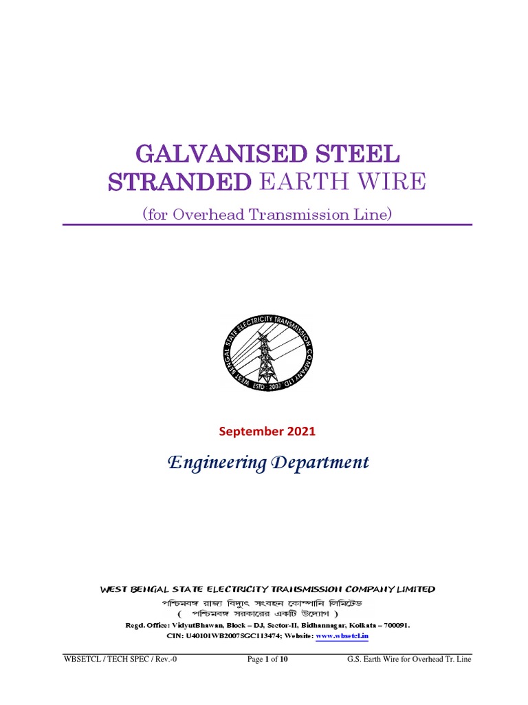 G S Earth Wire | PDF | Galvanization | Specification (Technical Standard)