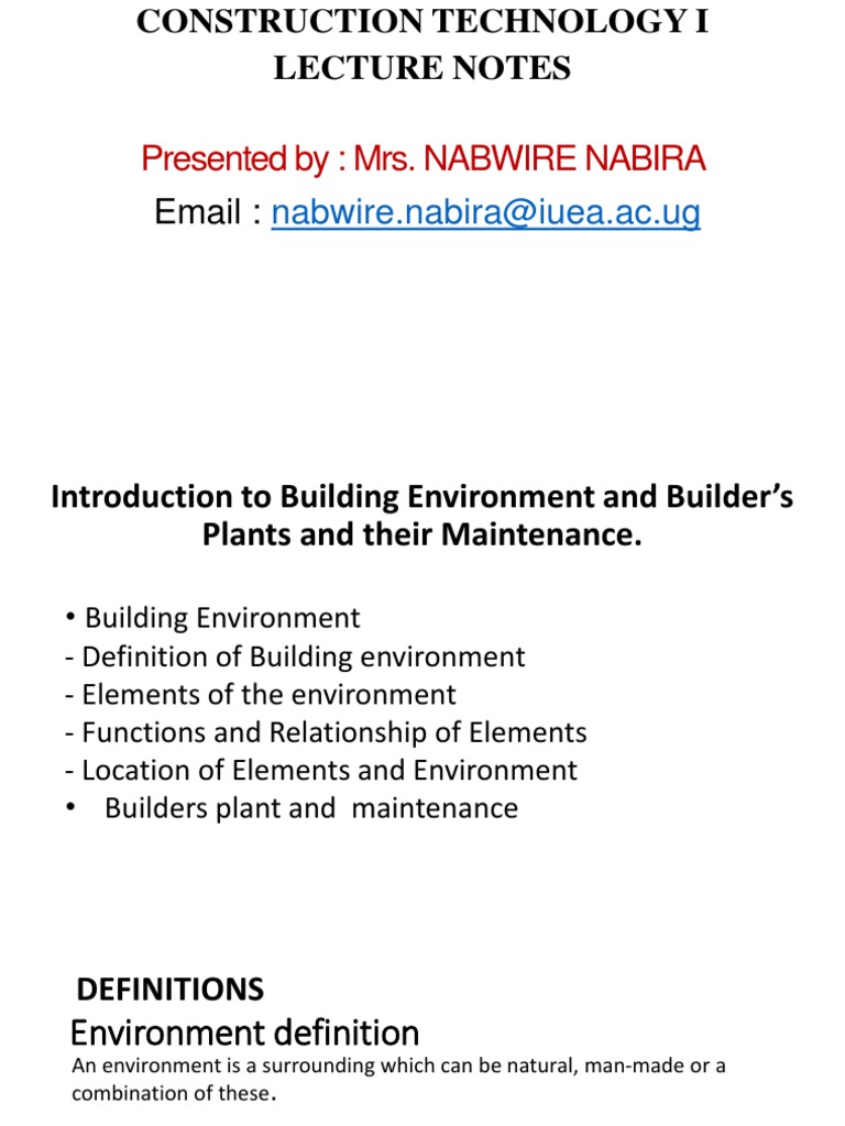 Lecture 3 - The Building Environment | PDF | Natural Environment ...