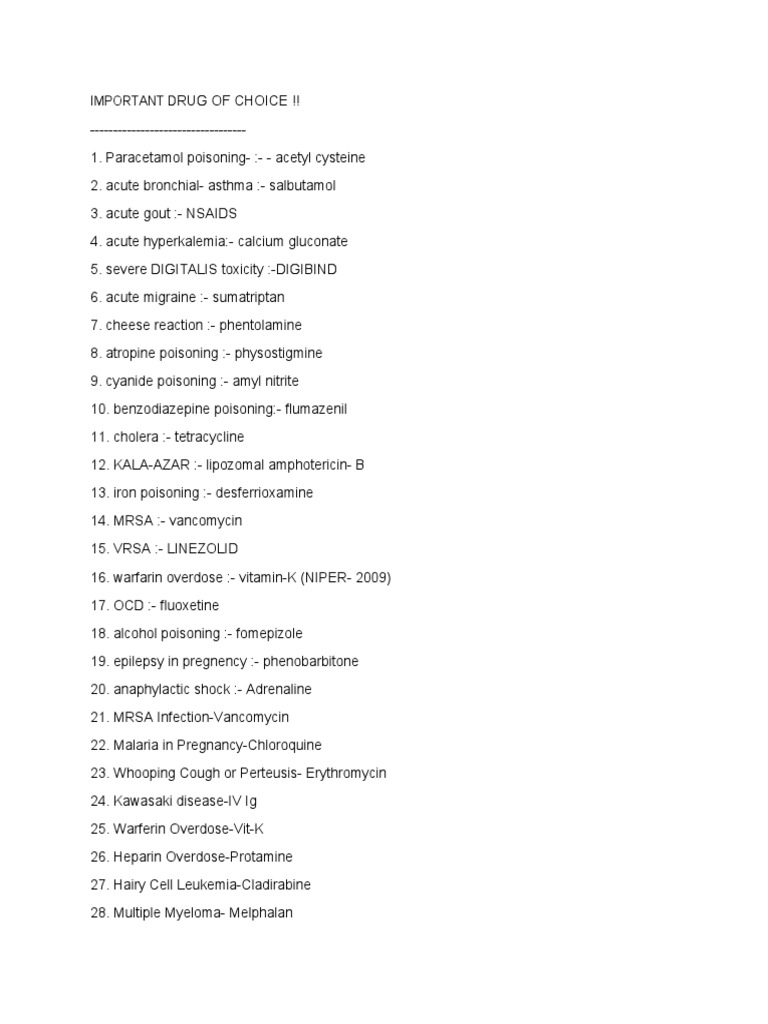 Essential Drug Choices for Emergencies | PDF | Nursing | Health Sciences