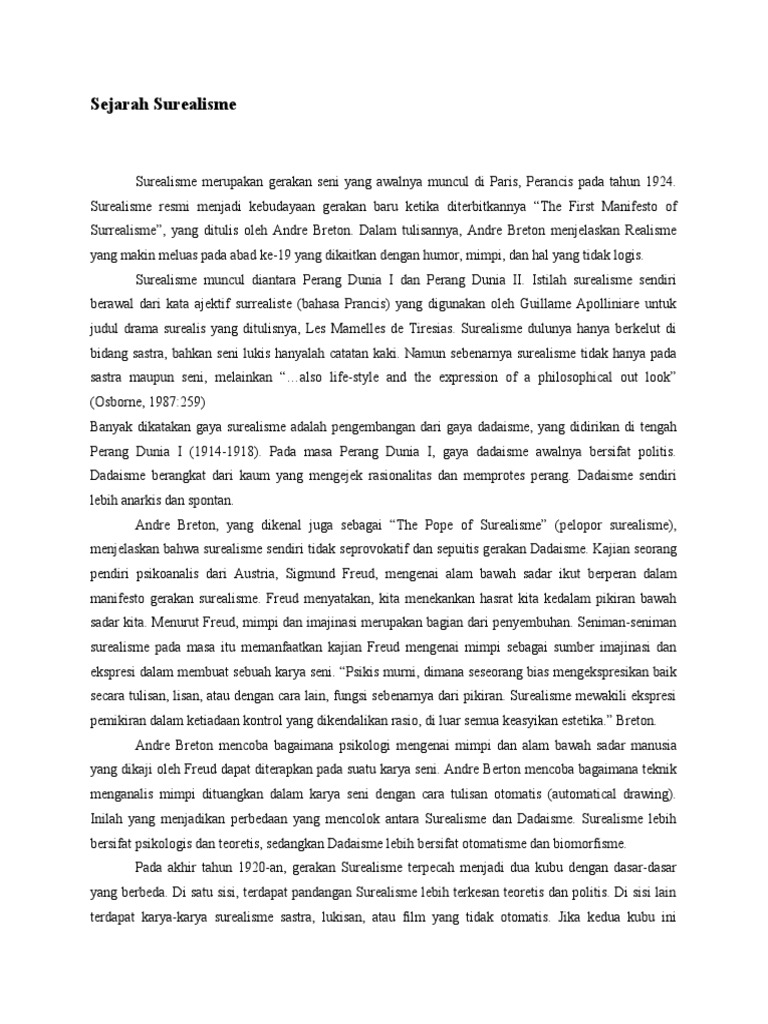 Sejarah dan Perkembangan Surealisme | PDF | Seni | Sejarah