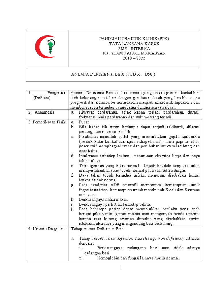PPK Anemia Defisiensi Besi | PDF