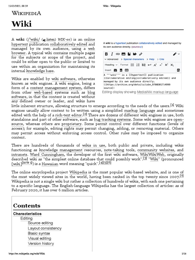 Wiki - Wikipedia | PDF | Wiki | World Wide Web