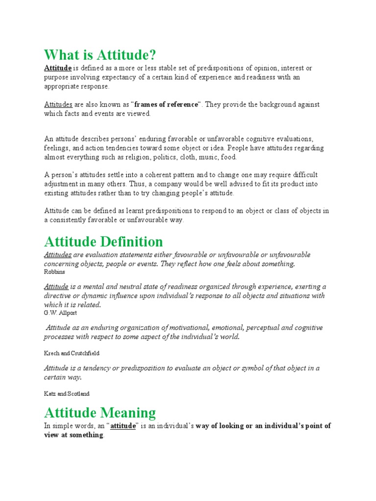 What Is Attitude | PDF | Attitude (Psychology) | Behavior