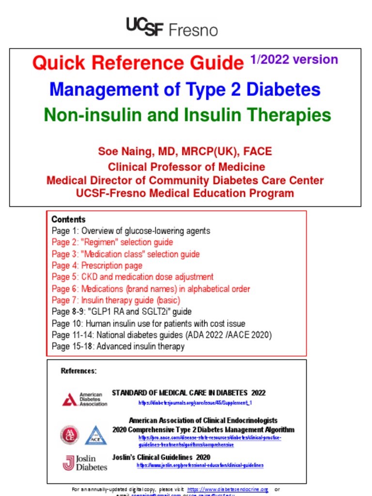 Quick Reference Guide - Management of Diabetes 1 2022 Version FINAL ...