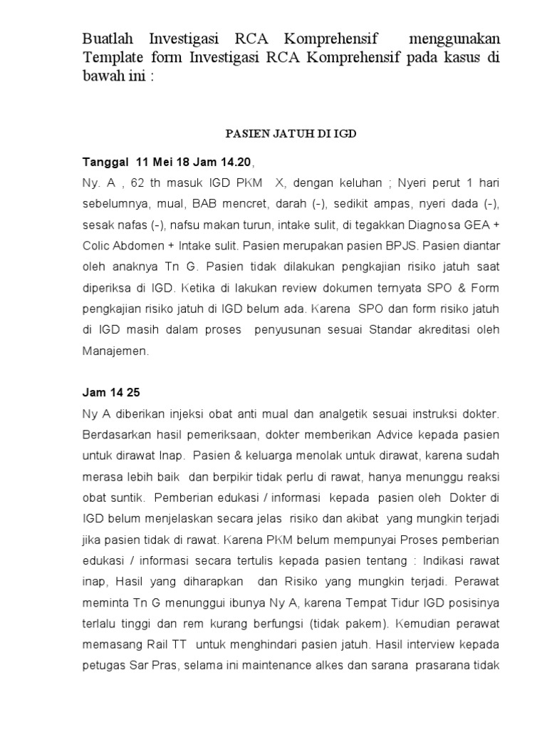 Investigasi RCA Pasien Jatuh di IGD | PDF | Sains & Matematika