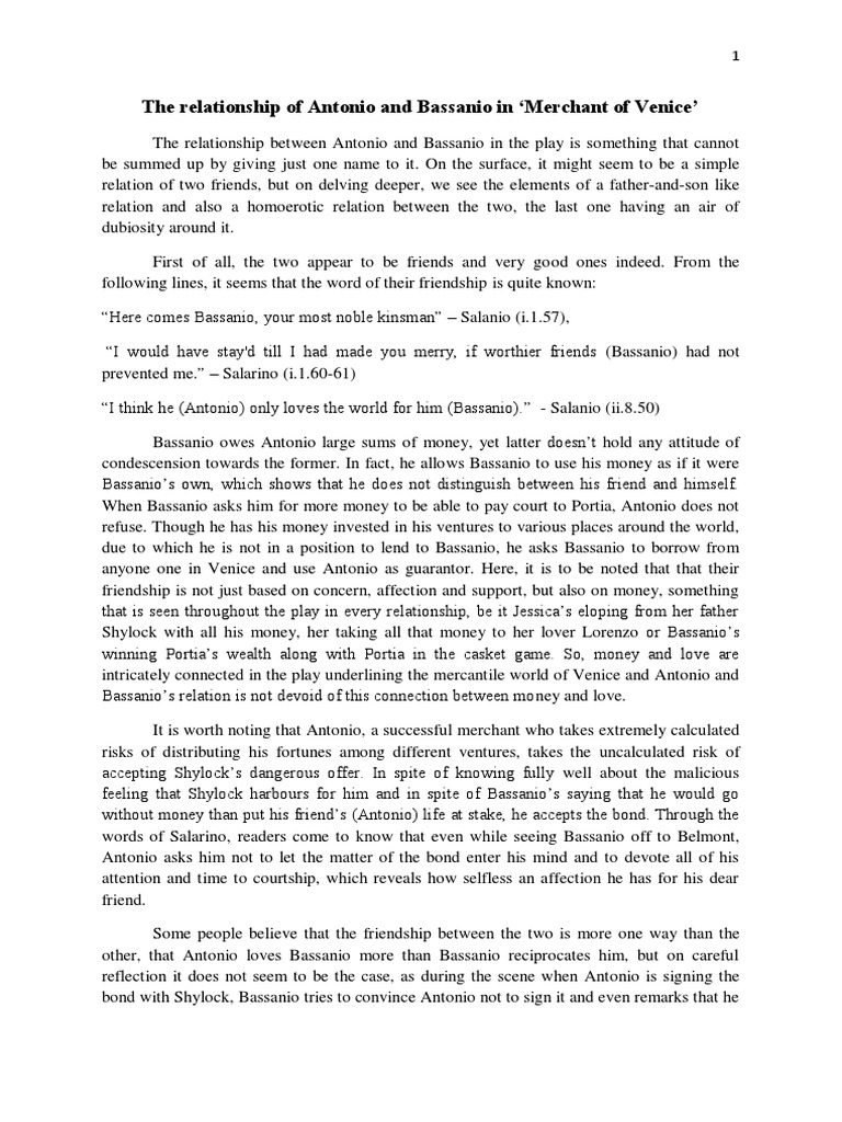 Relation Between Antonio and Bassanio in Shakespeare's MoV | PDF | The ...