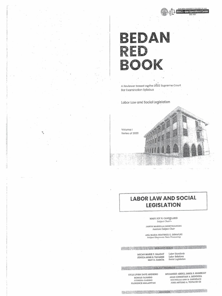 2022 Bedan Red Book - Labor Laws and Social Legislation | PDF