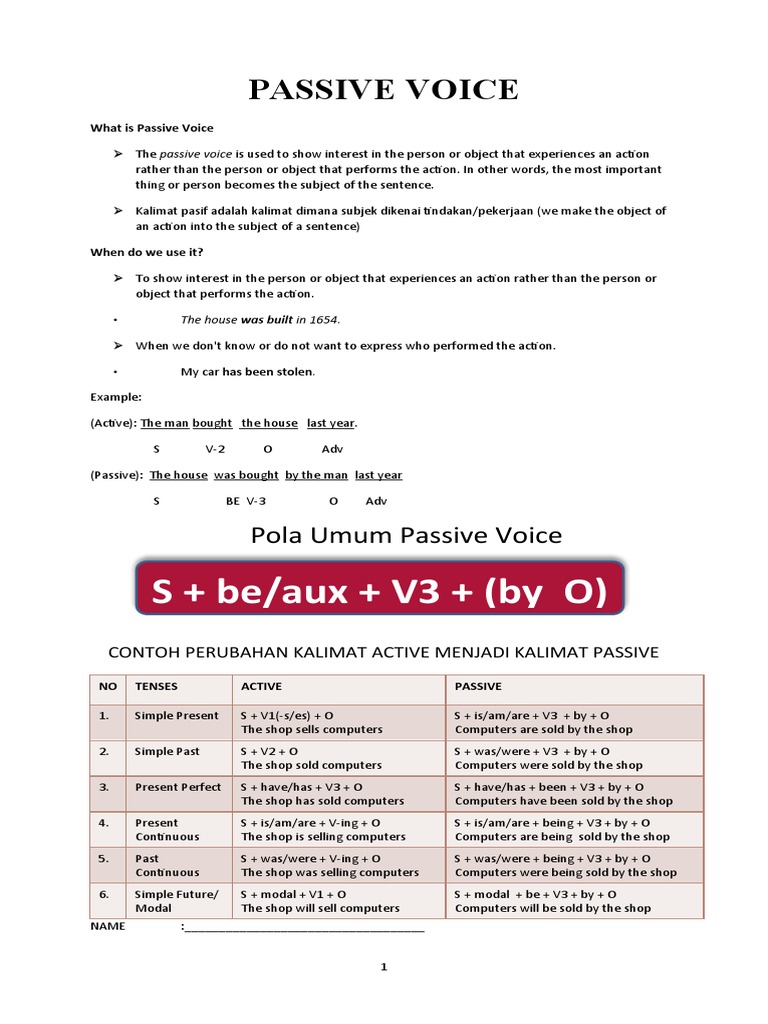 PASSIVE VOICE LATIHAN | PDF | Linguistic Morphology | Syntax