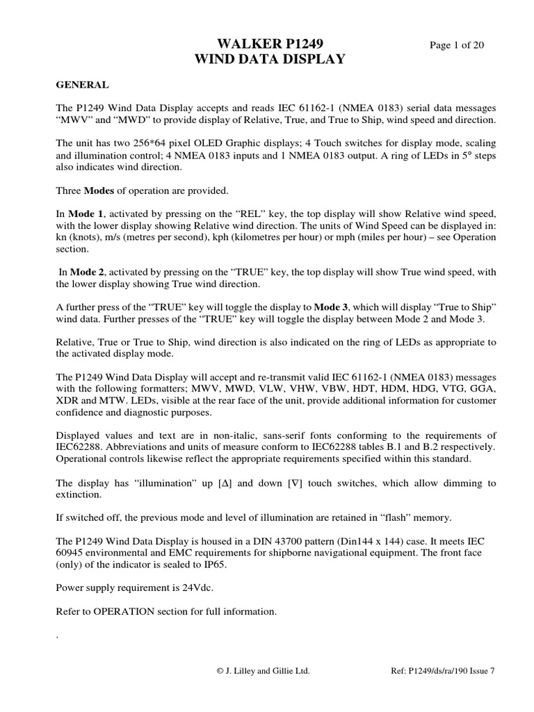 P1249 Wind Data Display - Issue 7 25.02.2019 | PDF | Electrical ...