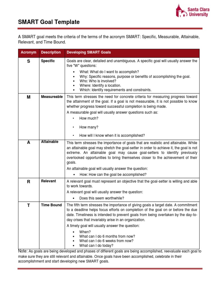 SMART Goal Template | PDF | Goal | Cognition